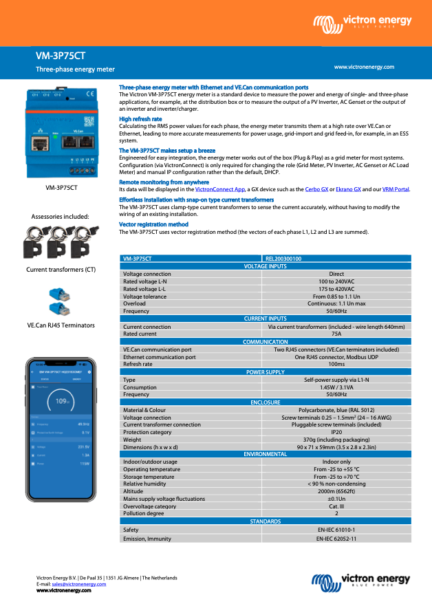Victron 3-Phase Energy Meter VM-3P75CT