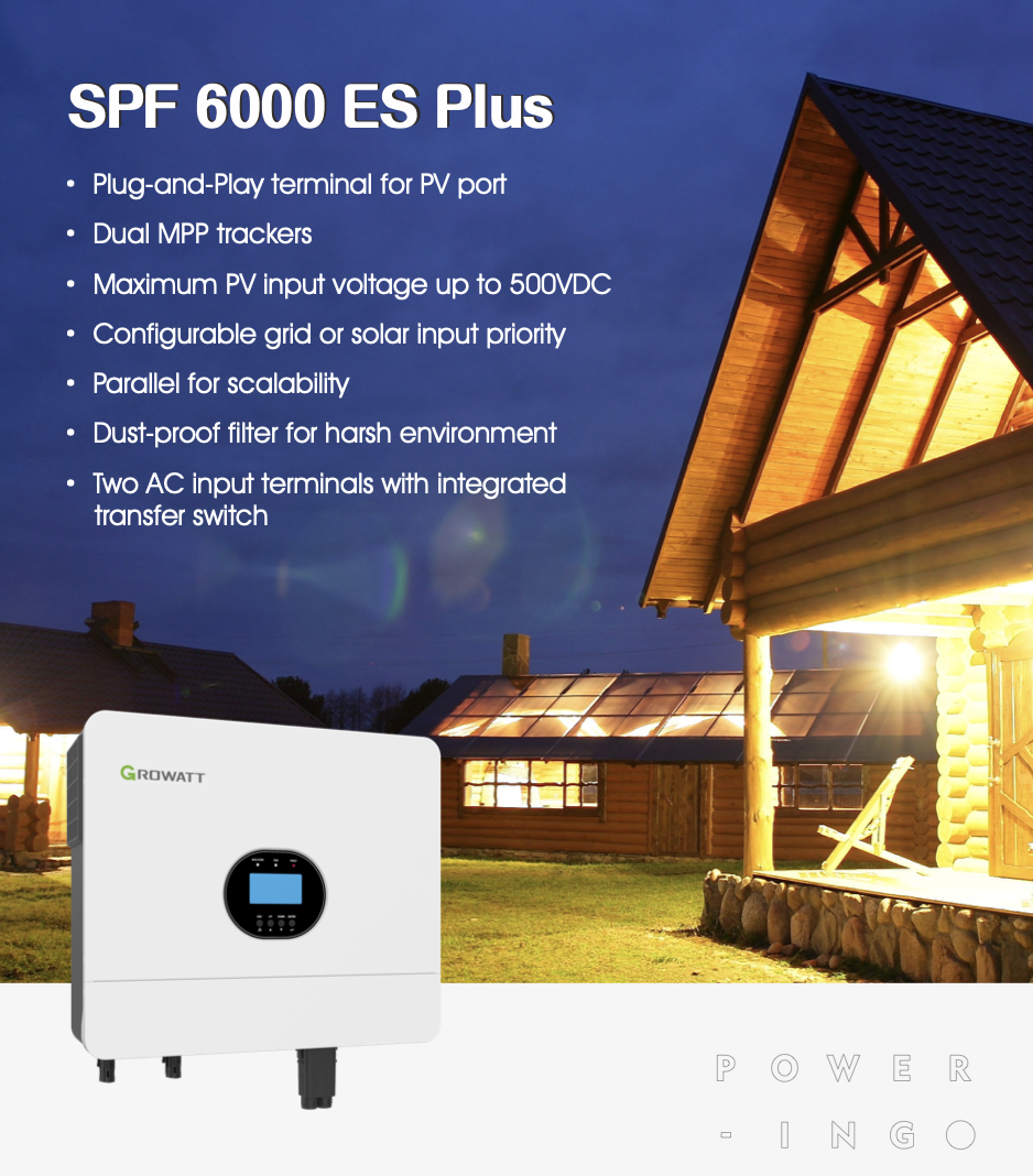 Growatt SPF6000 ES Plus Off-Grid Speicher-Wechselrichter 6000W inkl.